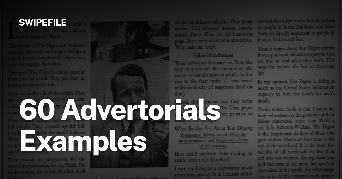 53 Advertorials Examples | SwipeFile