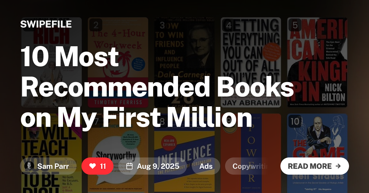 10 Most Recommended Books on My First Million | SwipeFile