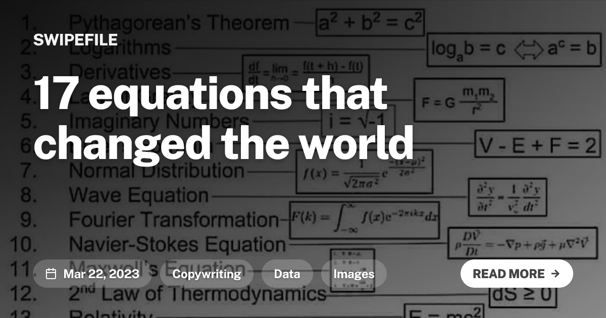 17 equations that changed the world | SwipeFile