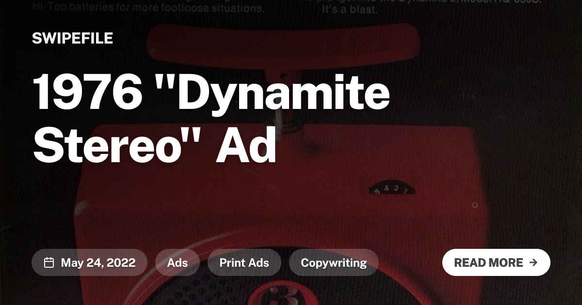 1976 "Dynamite Stereo" Ad | SwipeFile