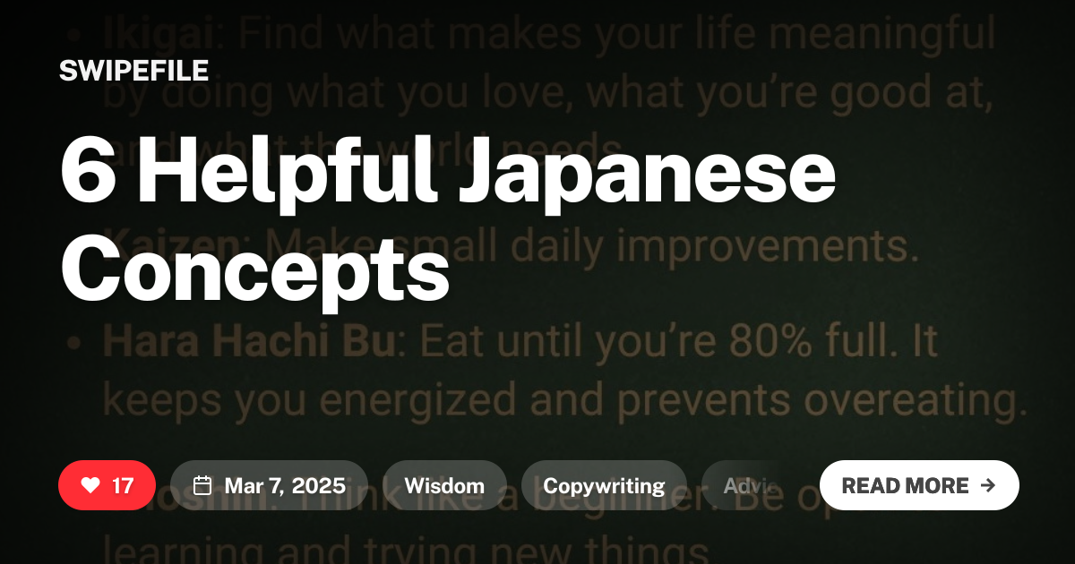 6 Helpful Japanese Concepts | SwipeFile