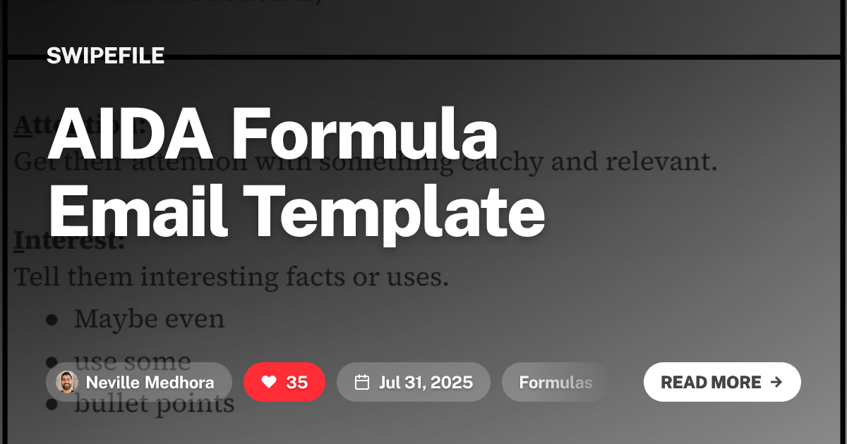 AIDA Formula Email Template | SwipeFile