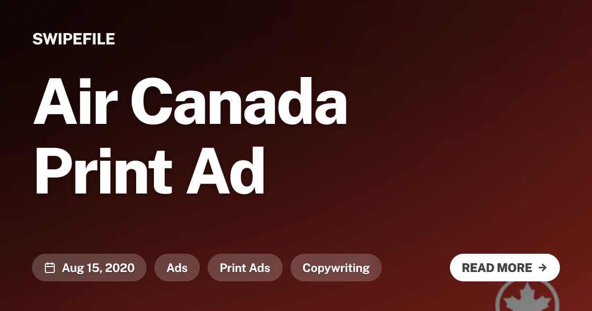 Air Canada Print Ad | SwipeFile