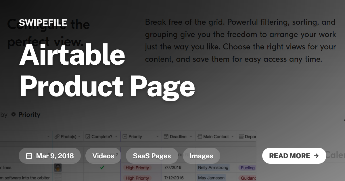 Airtable Product Page | SwipeFile
