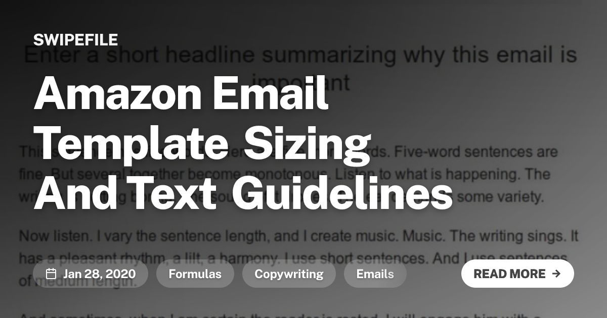 Amazon Email Template Sizing And Text Guidelines | SwipeFile