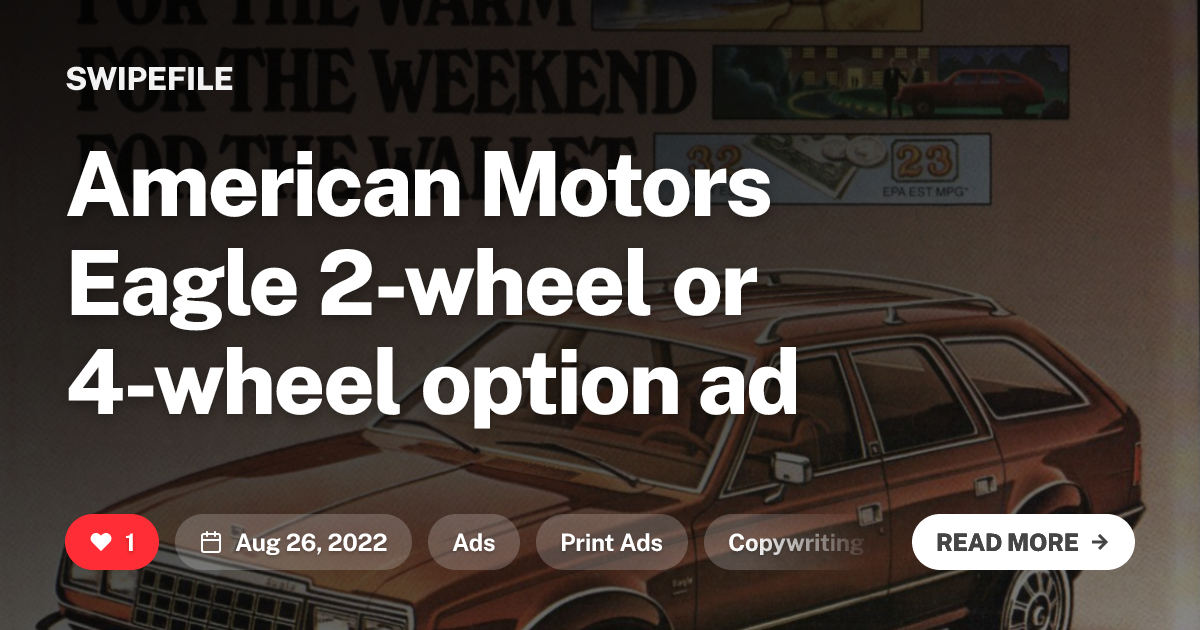 American Motors Eagle 2-wheel or 4-wheel option ad | SwipeFile