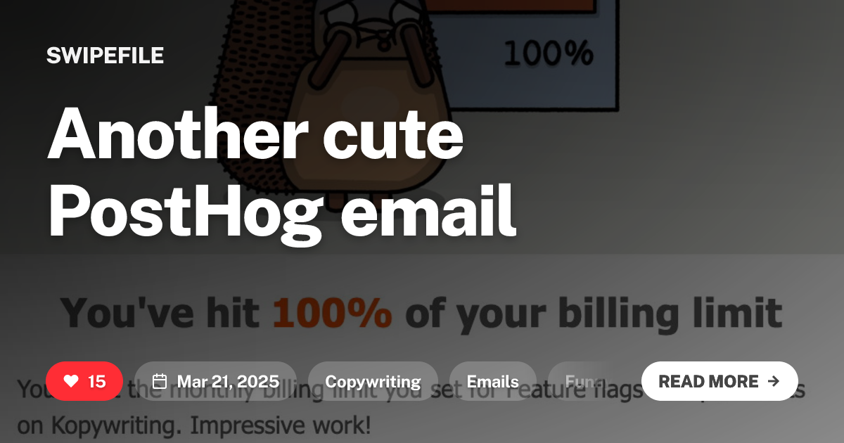 Another cute PostHog email | SwipeFile
