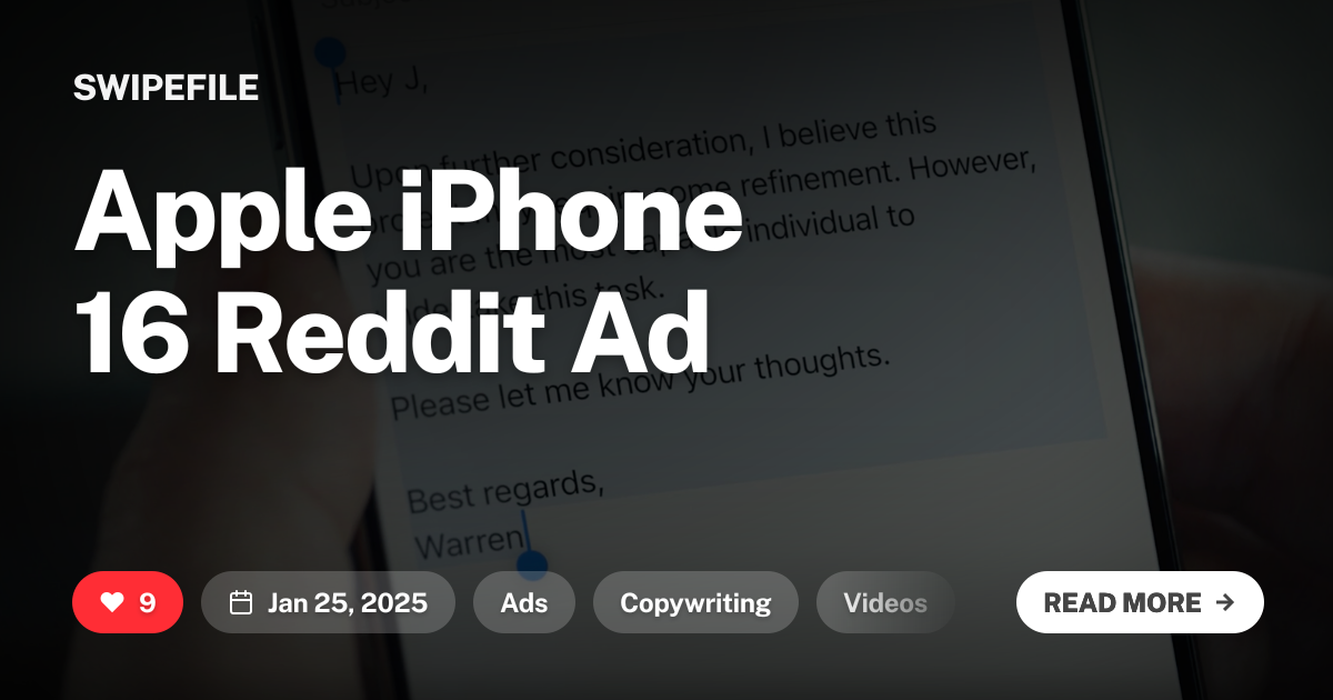 Apple iPhone 16 Reddit Ad | SwipeFile