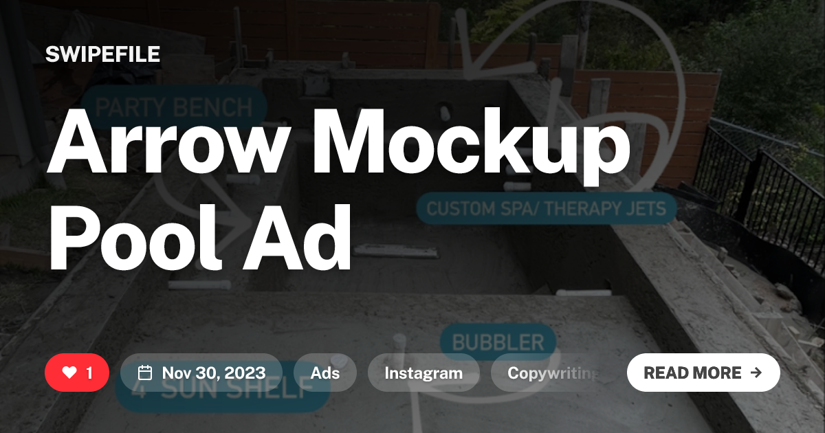 Arrow Mockup Pool Ad | SwipeFile