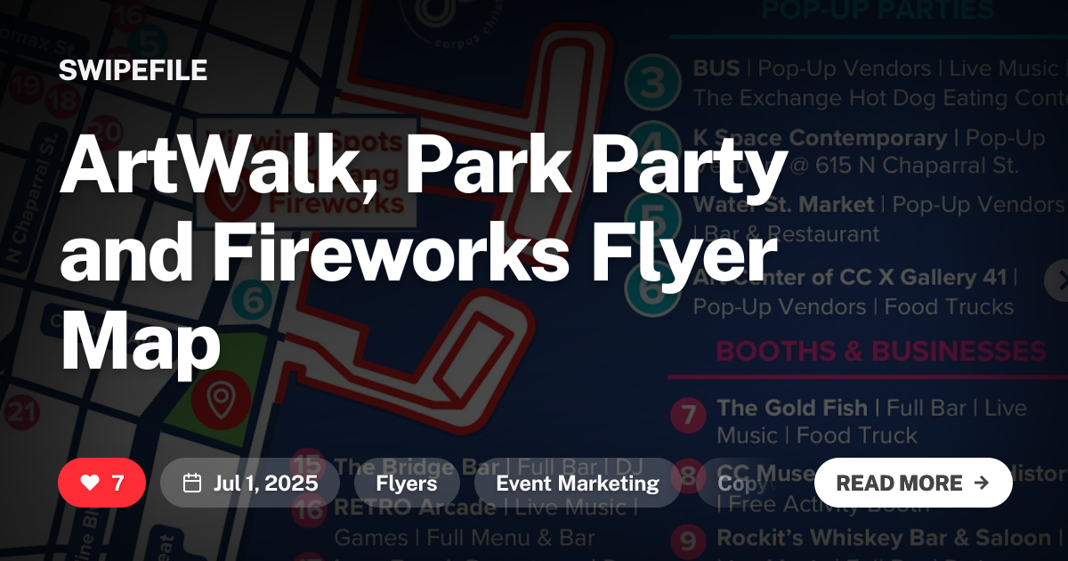 ArtWalk, Park Party and Fireworks Flyer Map | SwipeFile