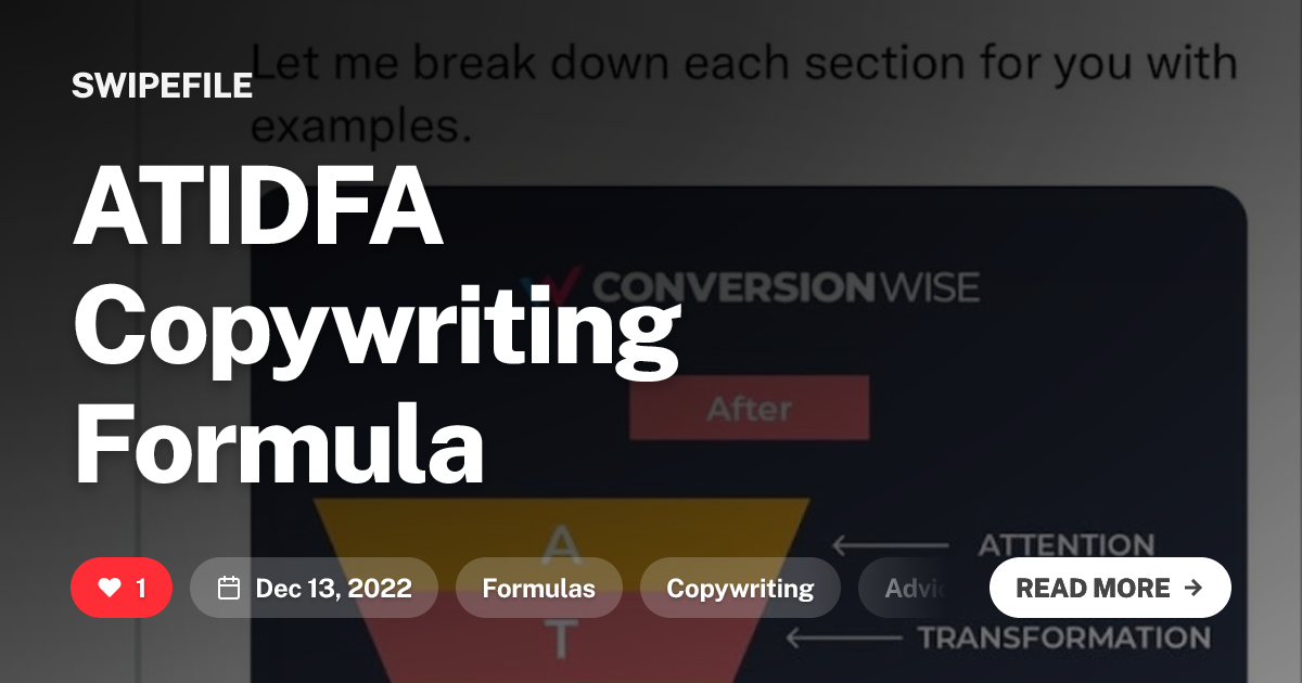 ATIDFA Copywriting Formula | SwipeFile