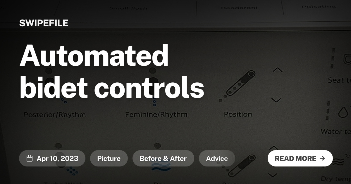 Automated bidet controls | SwipeFile