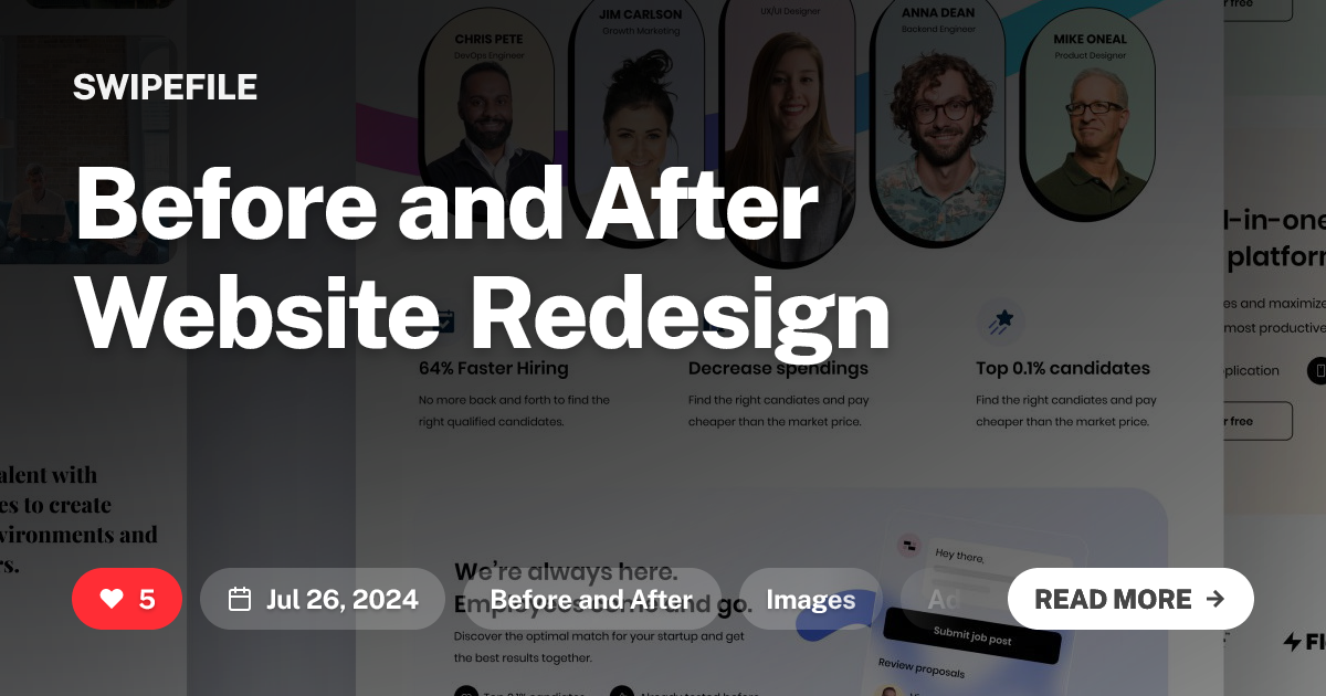 Before and After Website Redesign | SwipeFile