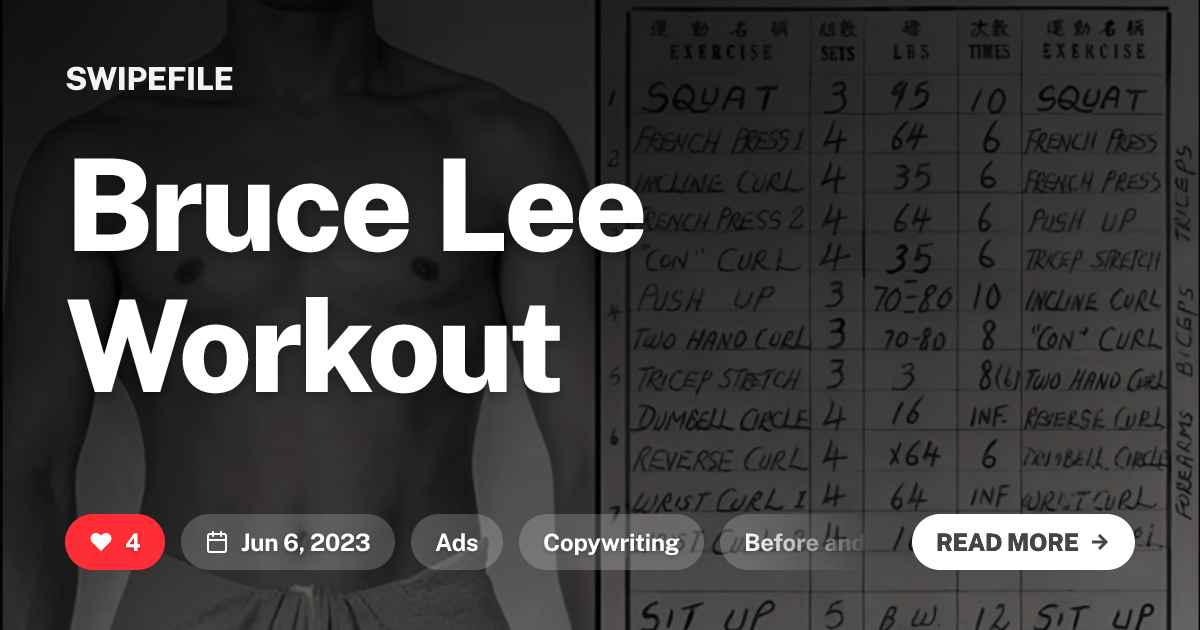 Bruce Lee Workout | SwipeFile