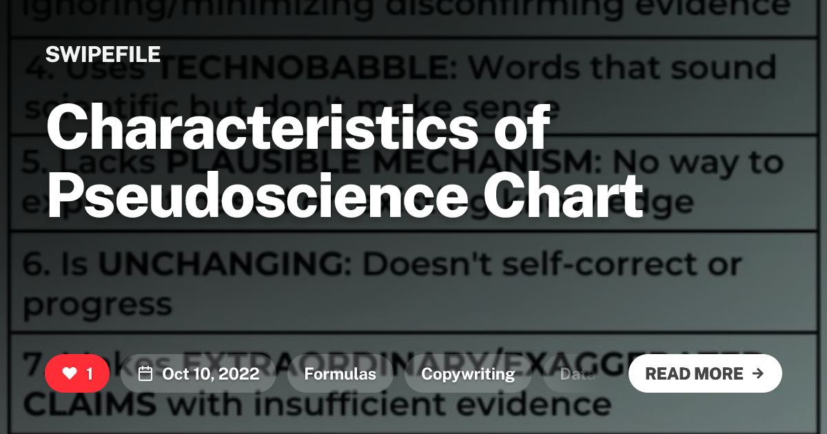 Characteristics of Pseudoscience Chart | SwipeFile