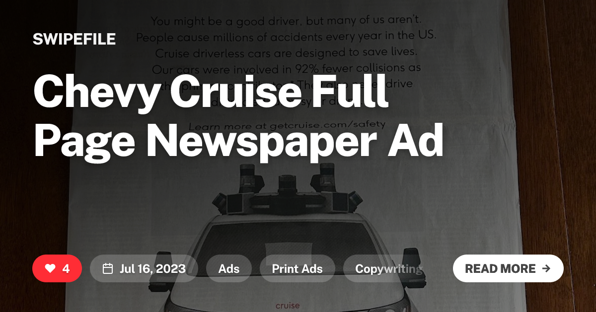 Chevy Cruise Full Page Newspaper Ad | SwipeFile