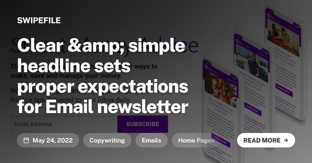 Clear & simple headline sets proper expectations for Email newsletter ...