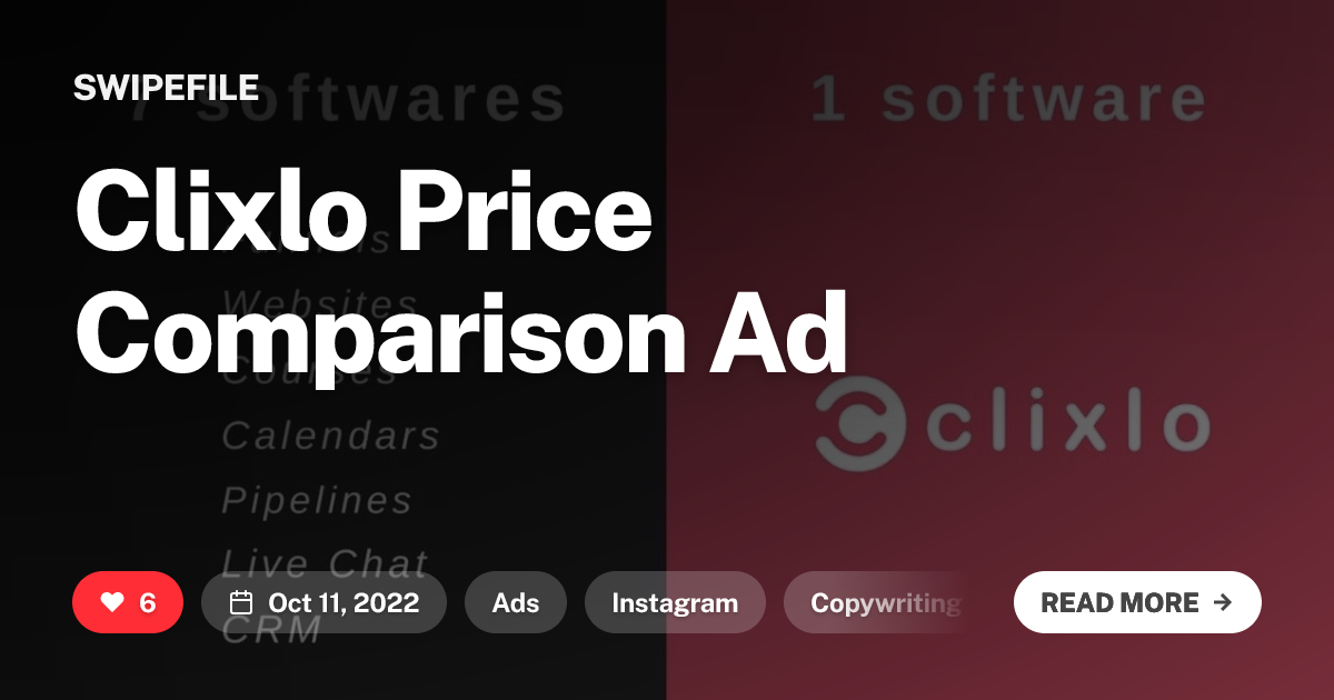 Clixlo Price Comparison Ad | SwipeFile
