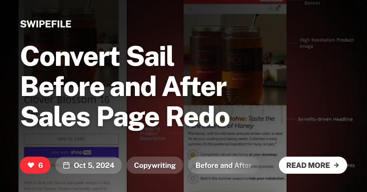 Convert Sail Before and After Sales Page Redo | SwipeFile