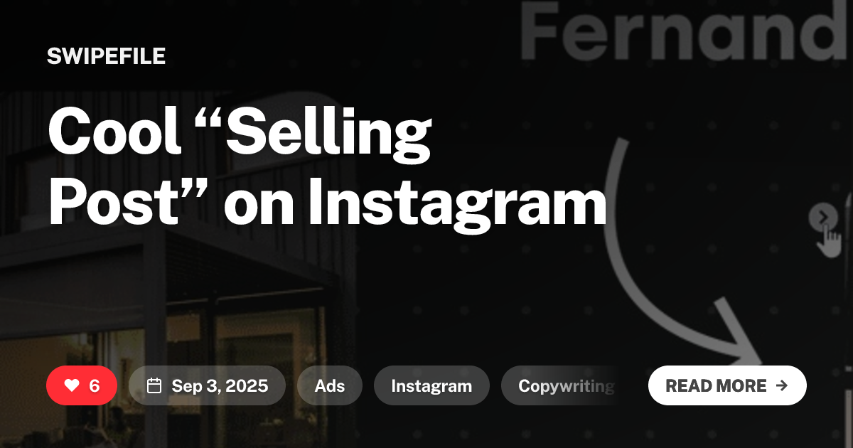 Cool “Selling Post” on Instagram | SwipeFile