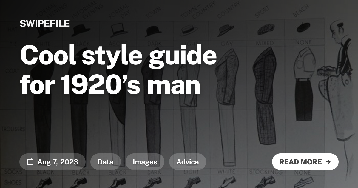 Cool style guide for 1920’s man | SwipeFile