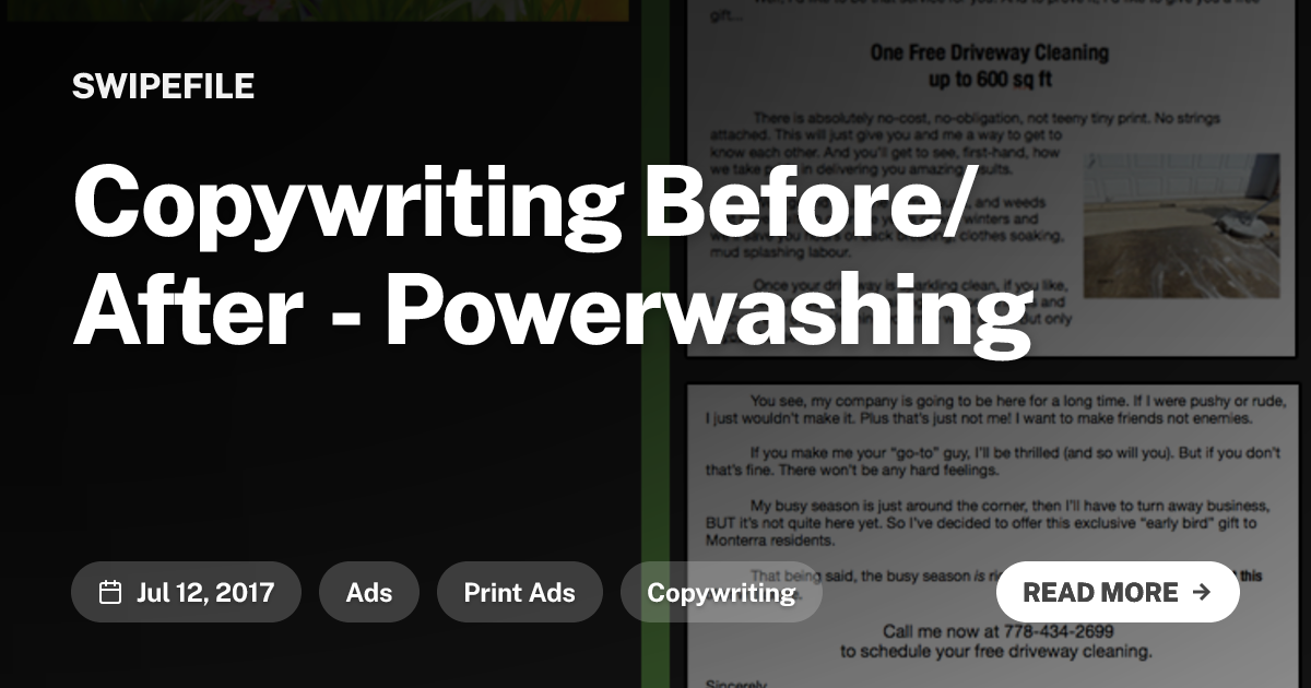 Copywriting Before/After - Powerwashing | SwipeFile