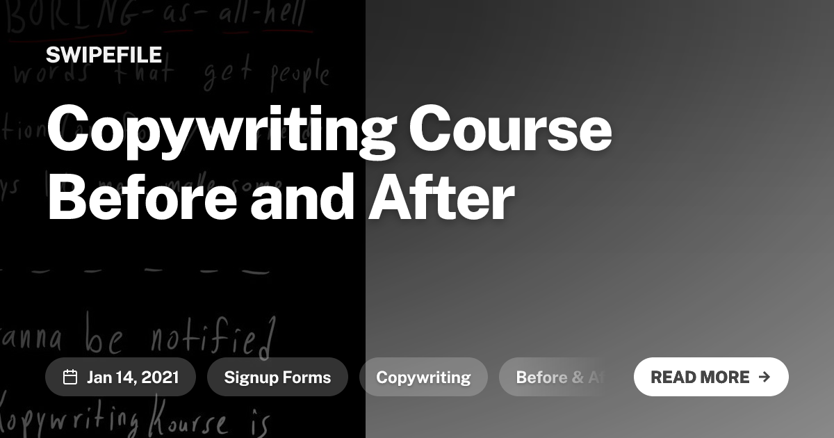 Copywriting Course Before and After | SwipeFile