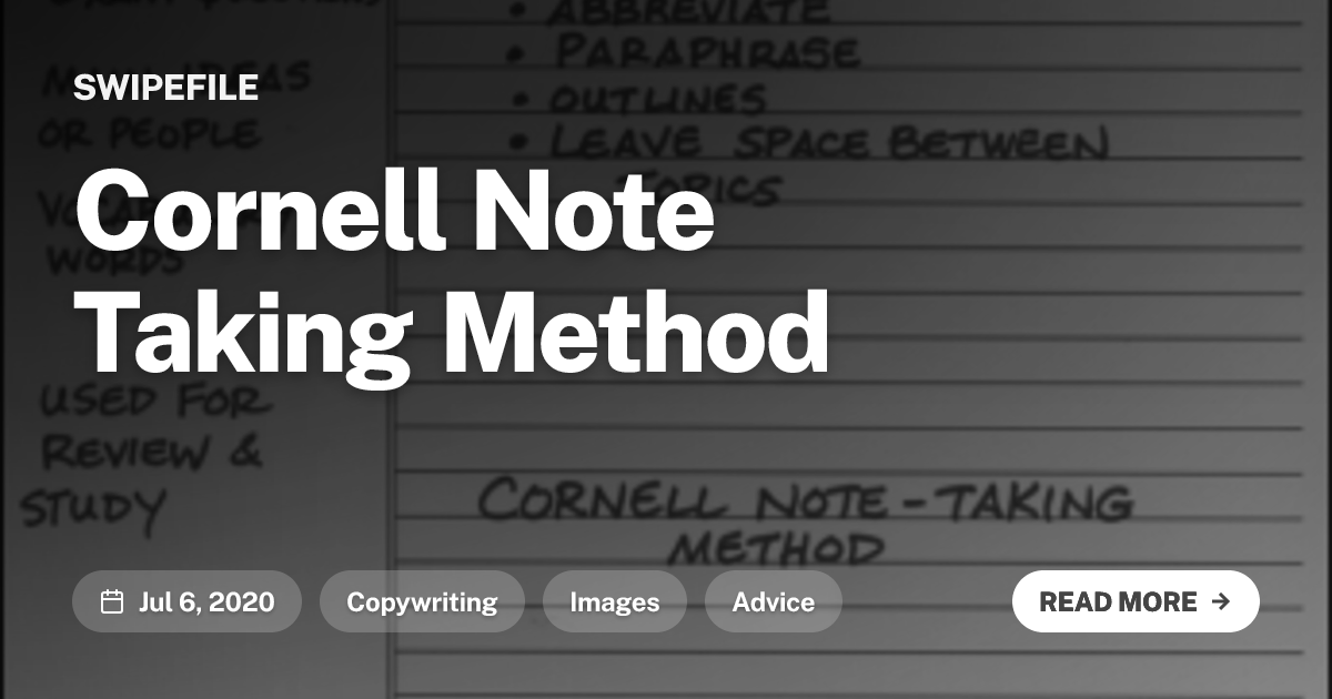 Cornell Note Taking Method | SwipeFile