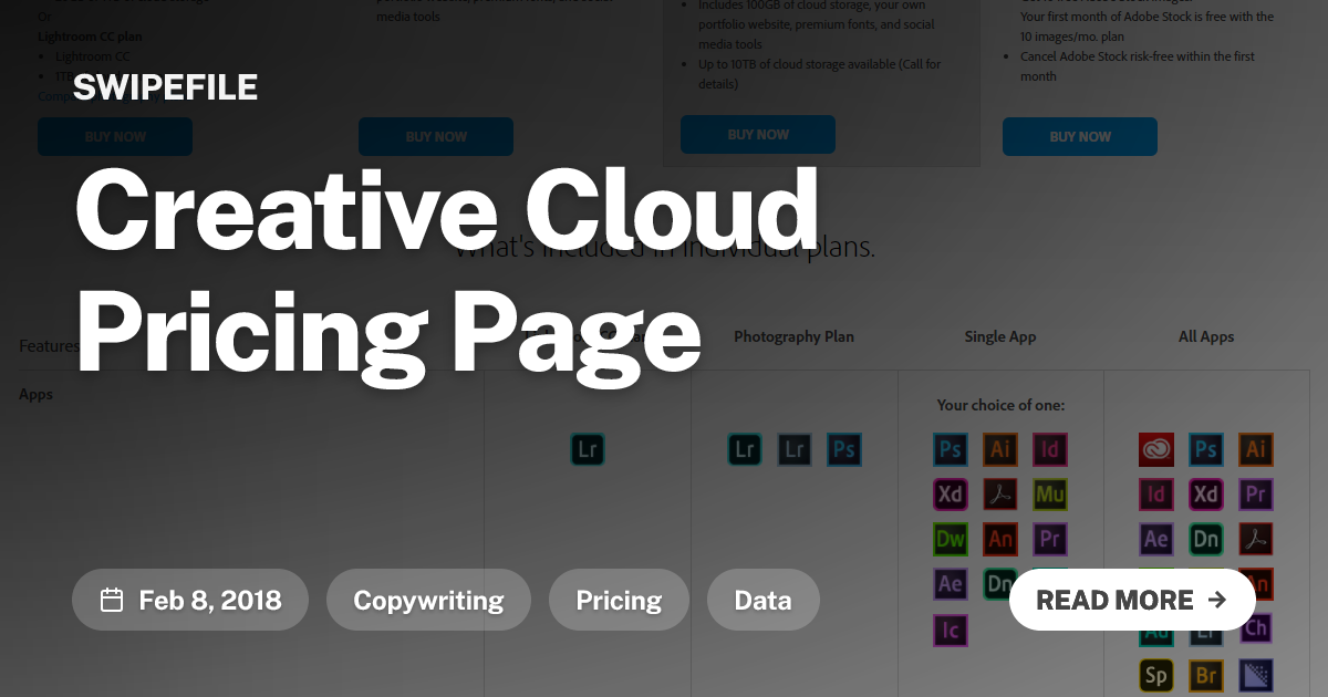 Creative Cloud Pricing Page | SwipeFile