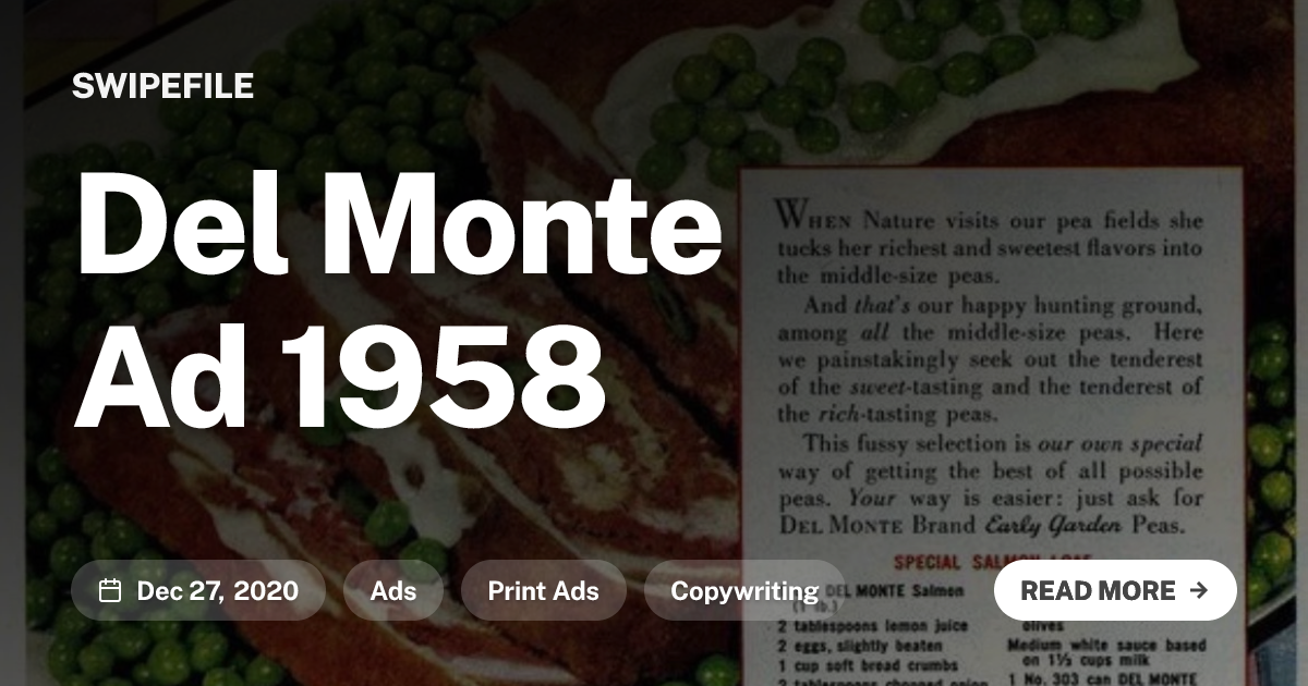 Del Monte Ad 1958 | SwipeFile