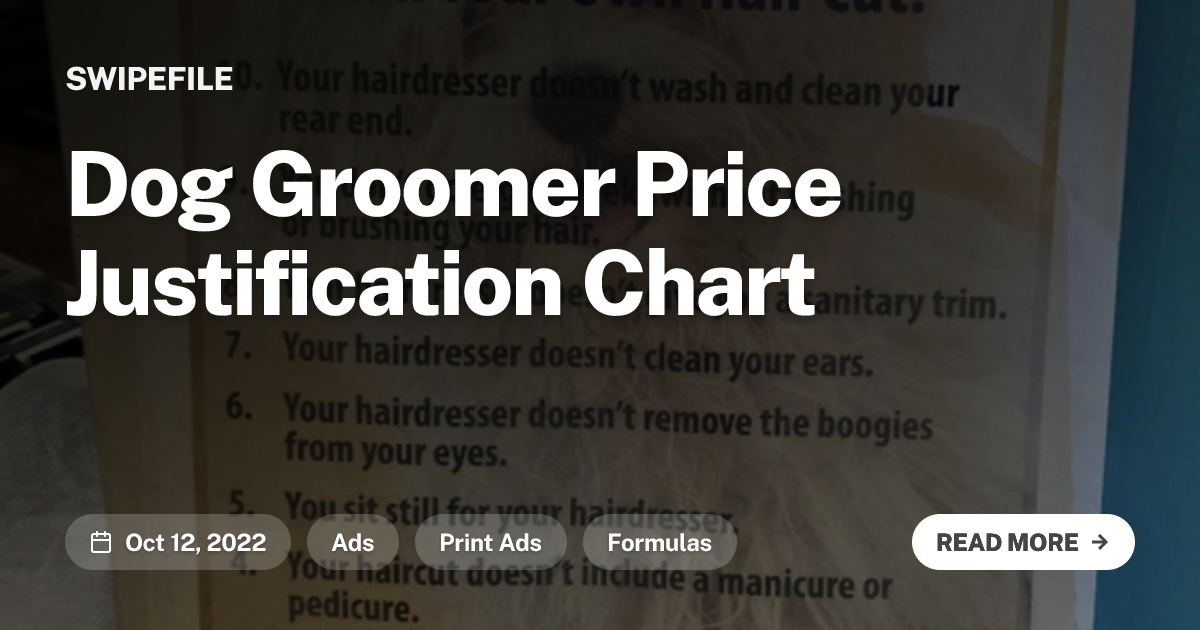Dog Groomer Price Justification Chart | SwipeFile