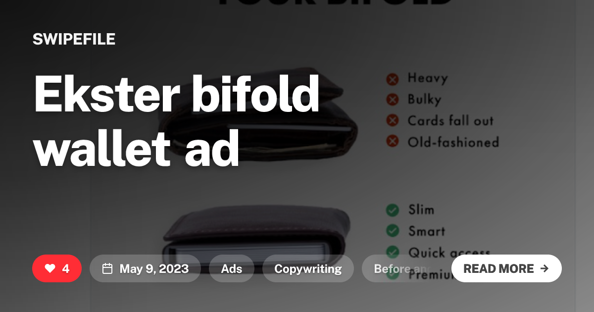 Ekster bifold wallet ad | SwipeFile