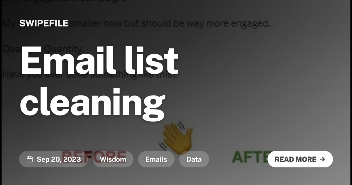 Email list cleaning | SwipeFile