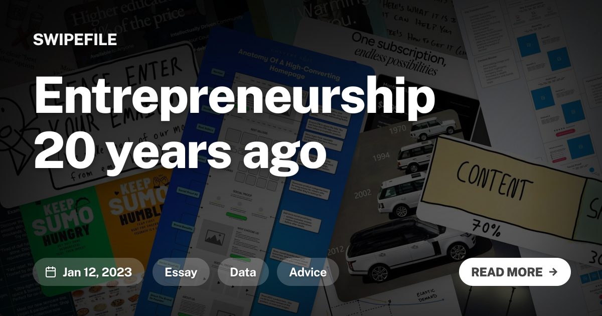 Entrepreneurship 20 years ago | SwipeFile