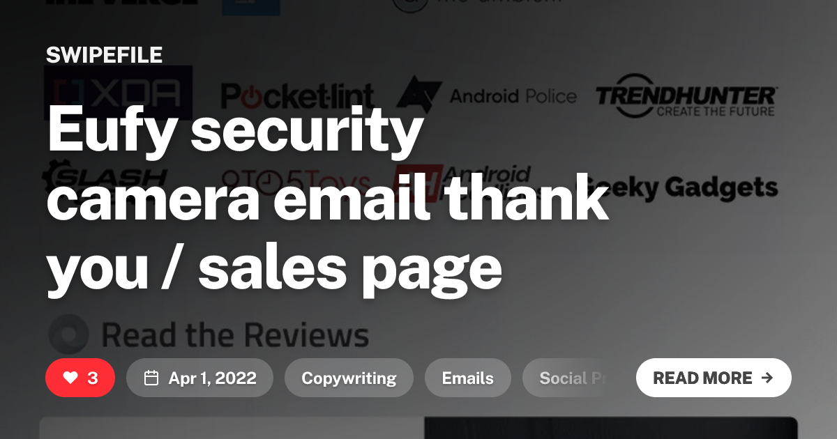 Eufy security camera email thank you / sales page | SwipeFile