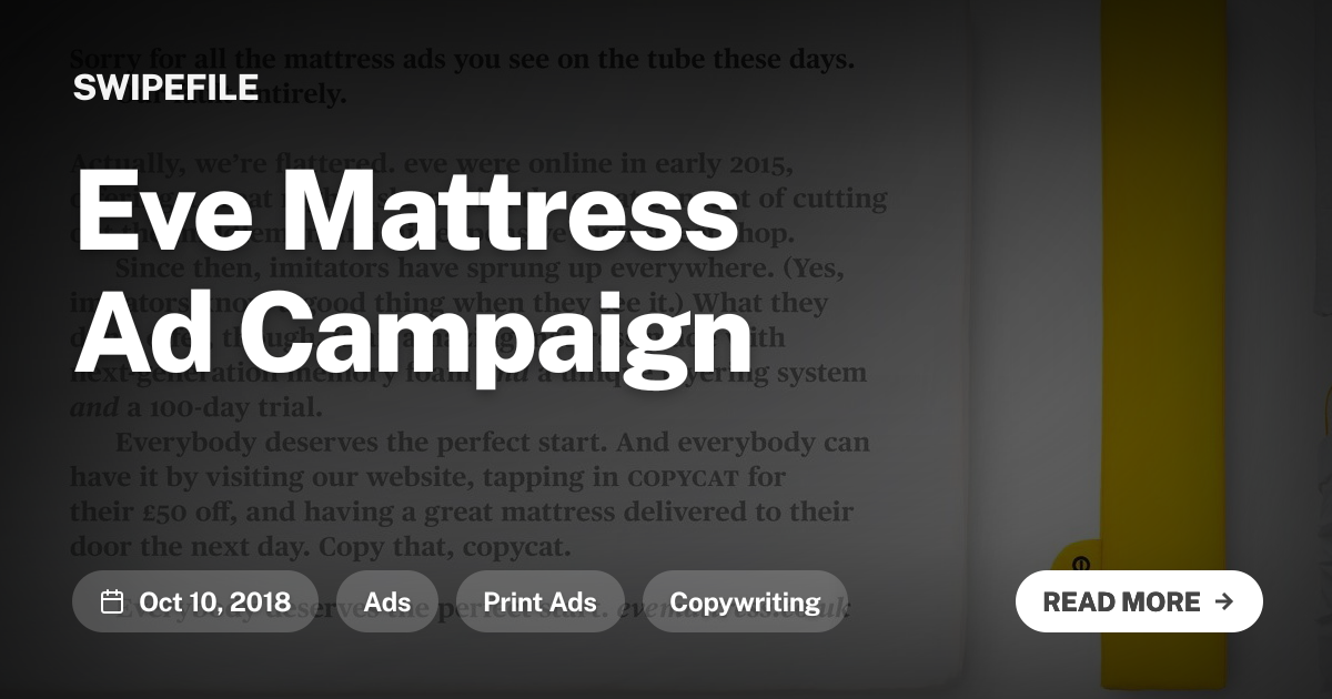 Eve Mattress Ad Campaign | SwipeFile