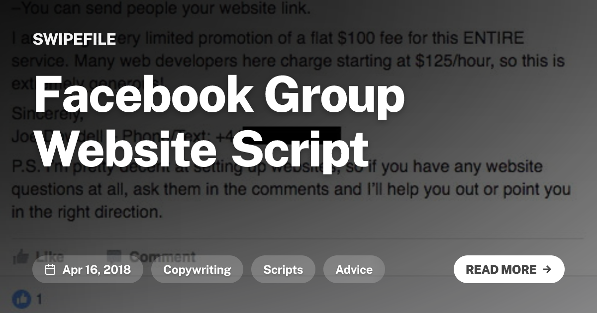 Facebook Group Website Script | SwipeFile