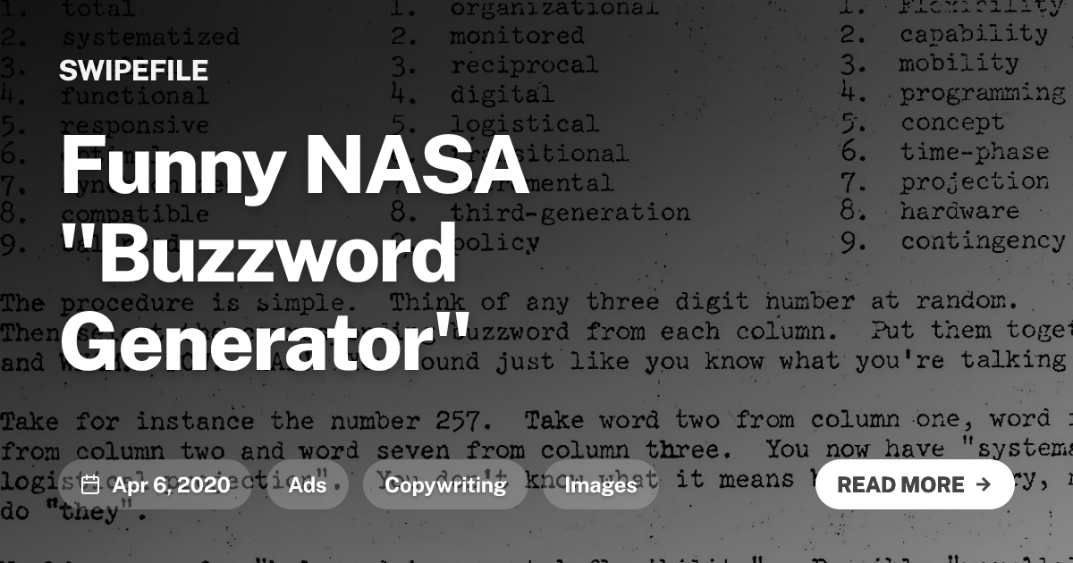Funny NASA "Buzzword Generator" | SwipeFile