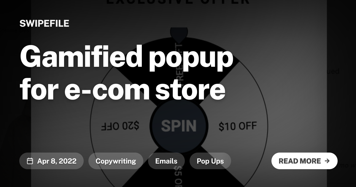 Gamified popup for e-com store | SwipeFile