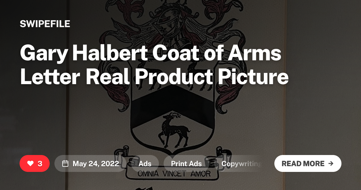 Gary Halbert Coat of Arms Letter Real Product Picture | SwipeFile