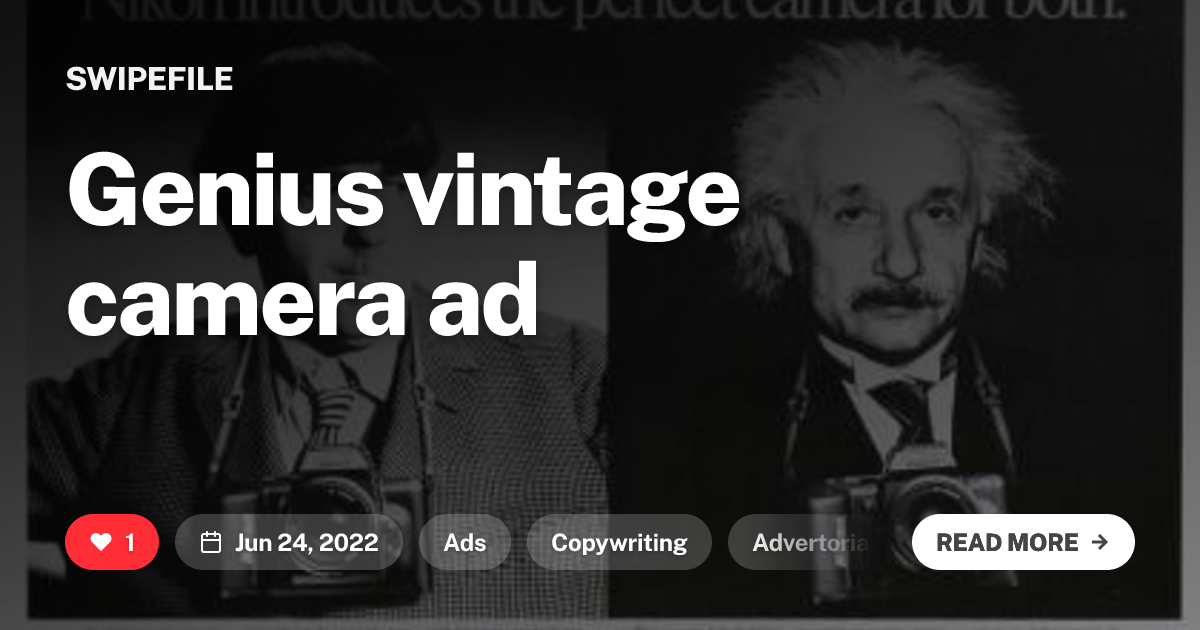 Genius vintage camera ad | SwipeFile