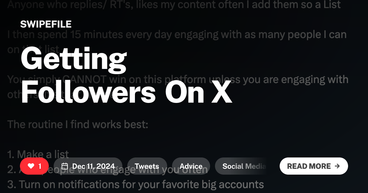 Getting Followers On X | SwipeFile