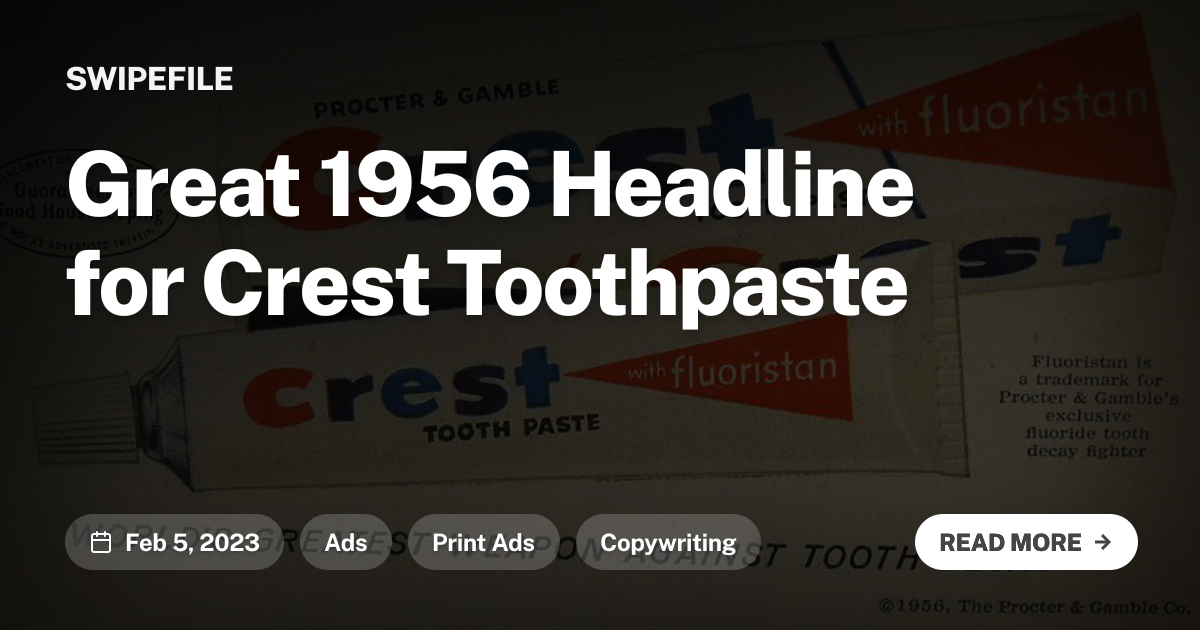 Crest Toothpaste Print Ad Crest Toothpaste Projects :: Photos, Videos,
