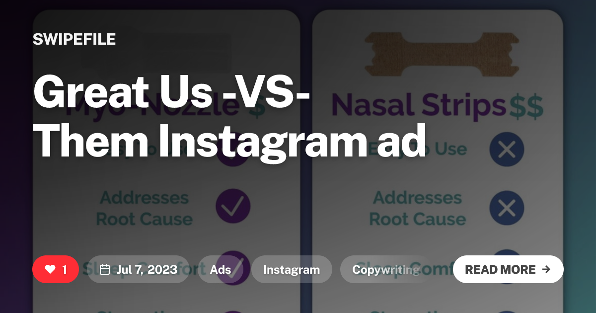 Great Us -VS- Them Instagram ad | SwipeFile