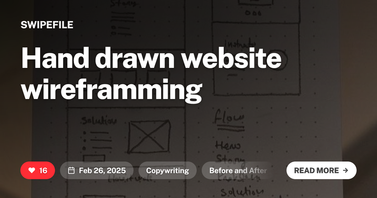 Hand drawn website wireframming | SwipeFile