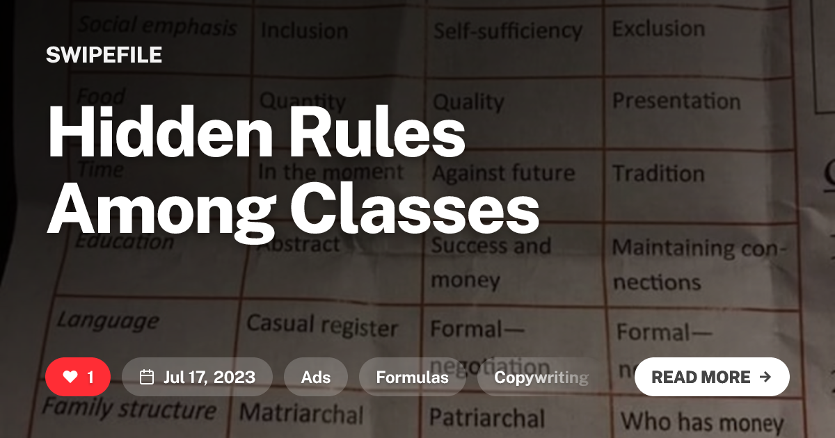 Hidden Rules Among Classes | SwipeFile