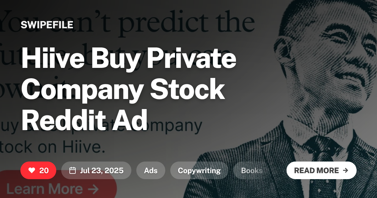 Hiive Buy Private Company Stock Reddit Ad | SwipeFile