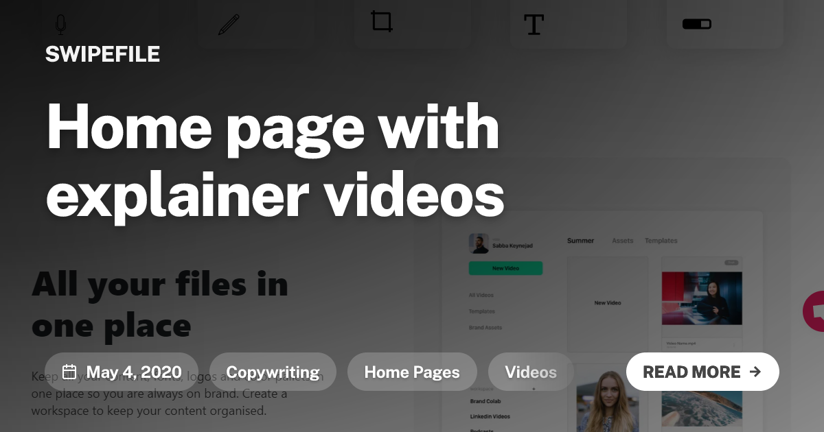 Home page with explainer videos | SwipeFile