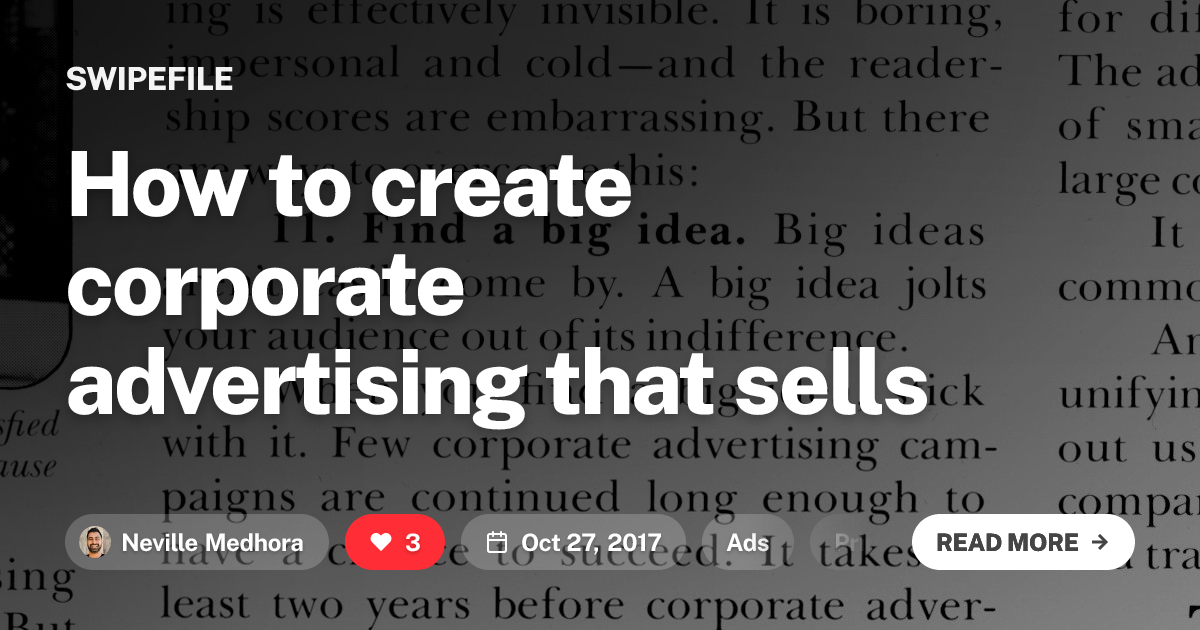 How to create corporate advertising that sells | SwipeFile