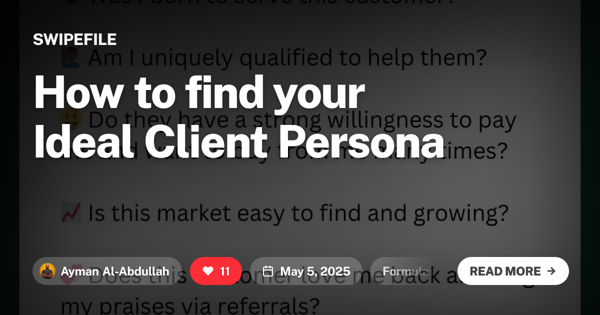 How to find your Ideal Client Persona | SwipeFile